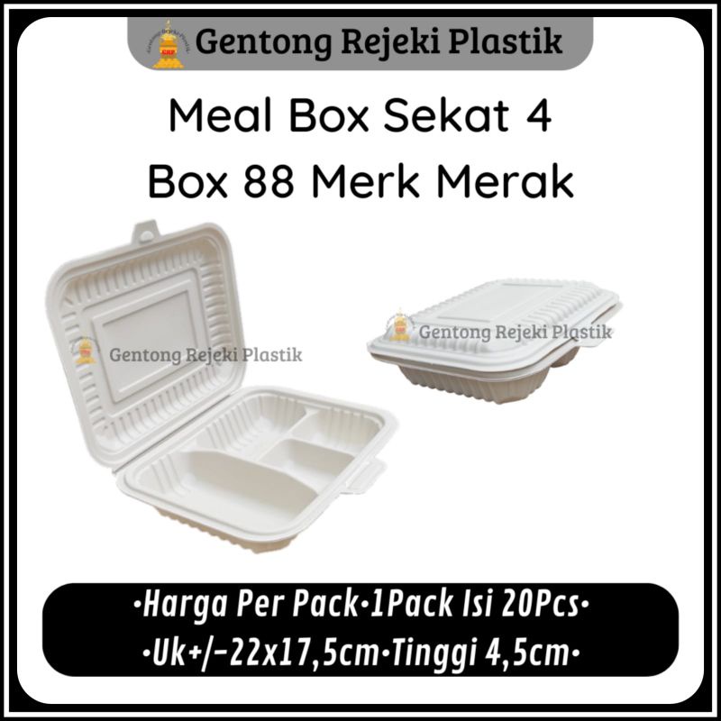 Jual Box 88 / Meal Box Sekat 4 / Meal Box 88 cream (Merak 20 pcs ...