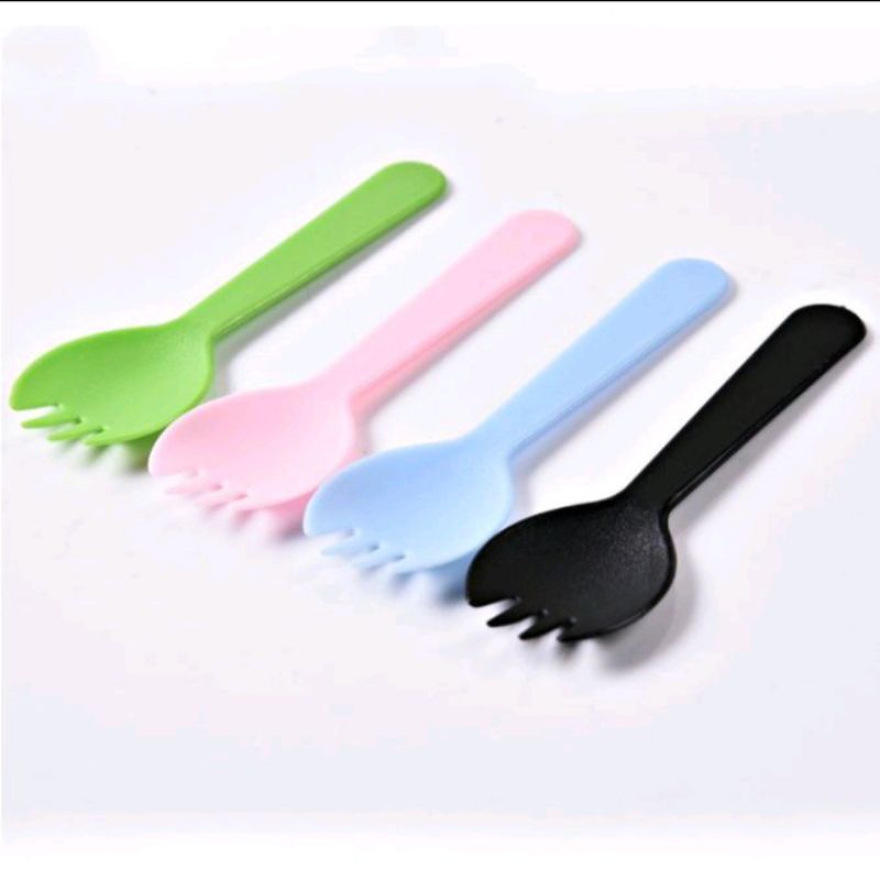 Jual SPORK Sendok Model Garpu 2 IN 1 Untuk Kue Buah Plastik Tebal ...