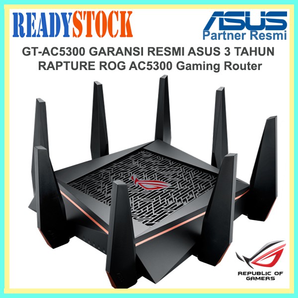 Jual ASUS ROG GT-AC5300 Tri-Band Gigabit WiFi Gaming Router | Shopee ...