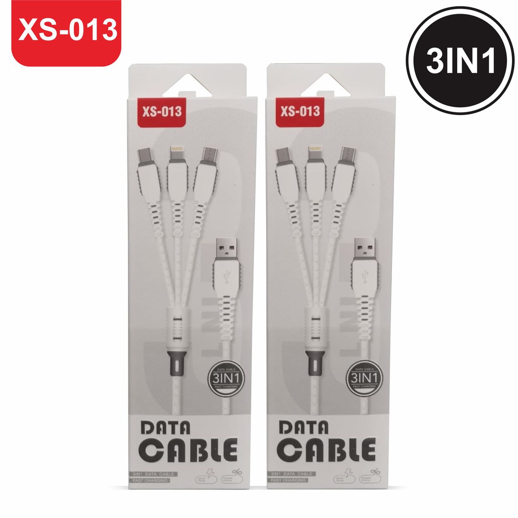 Jual Kabel Data USB 3 IN 1 XS-031 For Micro USB, Type C, IOS | Shopee ...