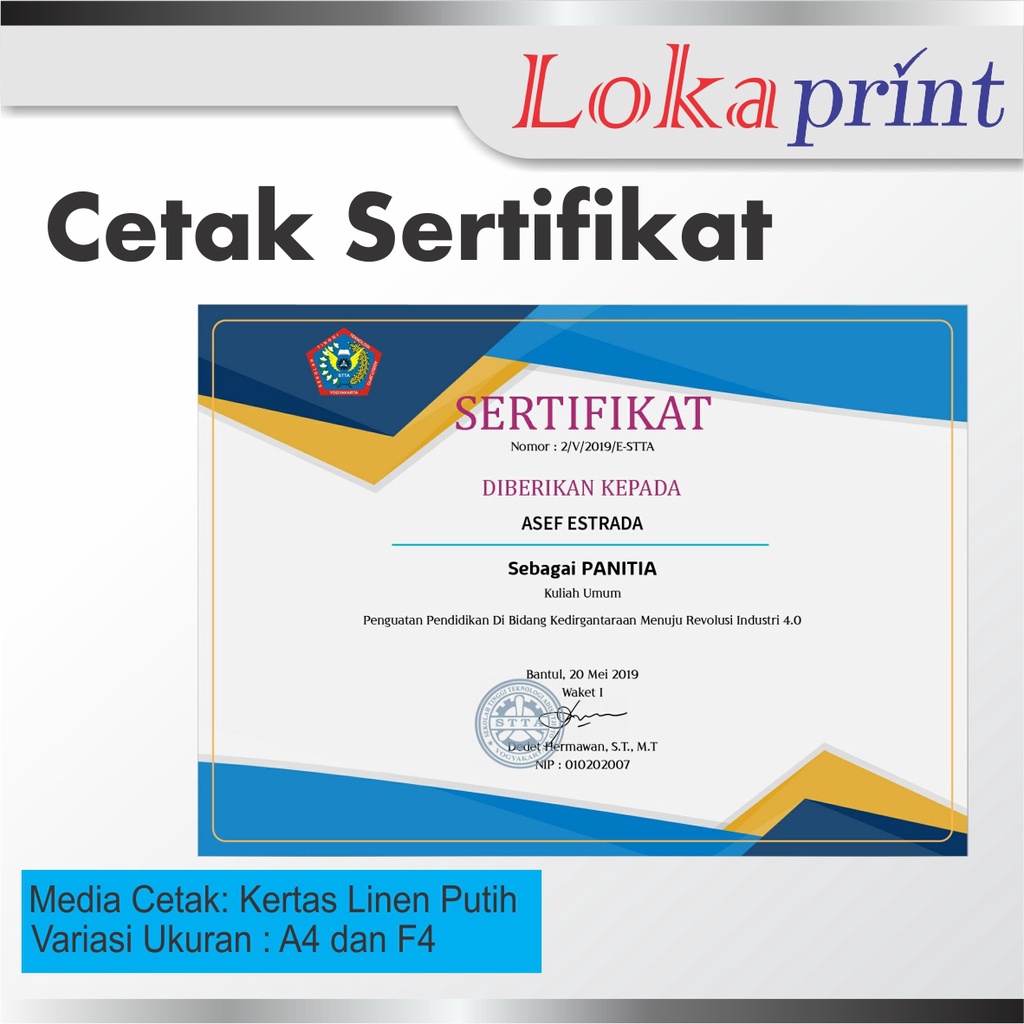 Jual Sertifikat seminar Sertifikat pkl piagam penghargaan piagam lomba ...