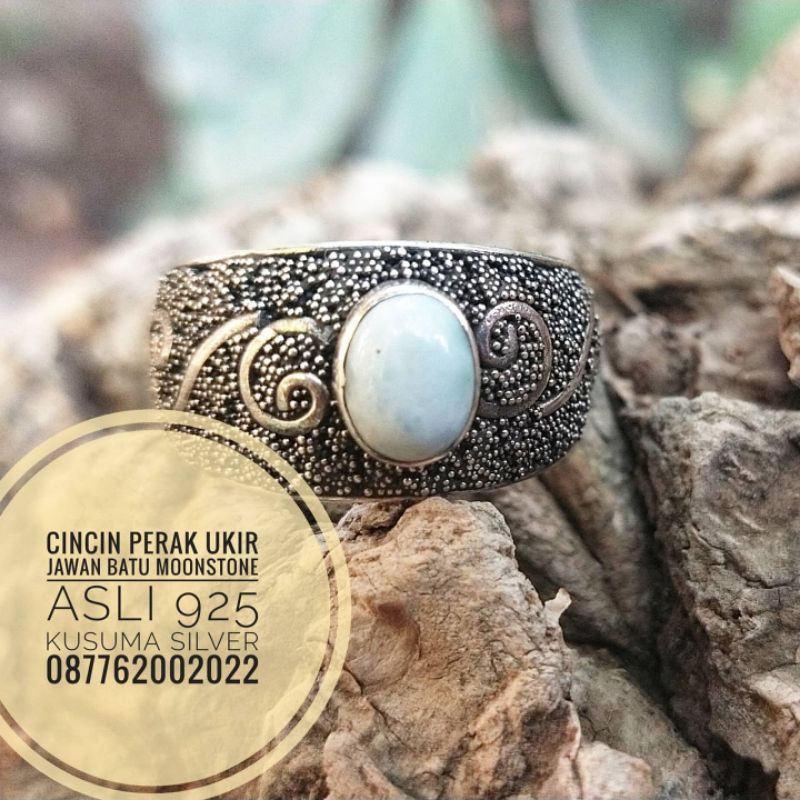 Jual Cincin ring perak silver bali jawan kawat bun batu permata larimar ...