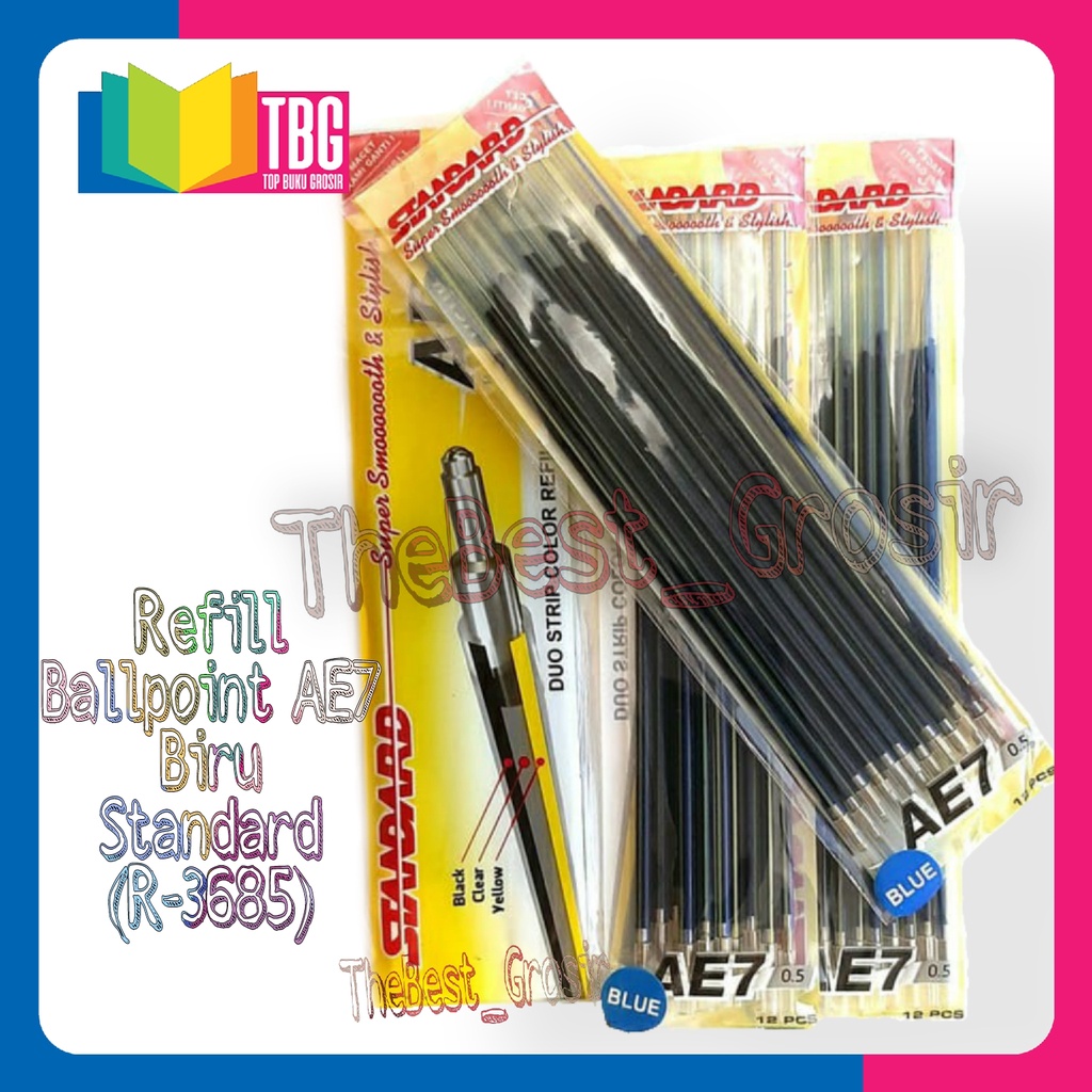 Jual 1 PACK (12 PCS) REFILL BOLPEN AE7 STANDARD /REFILL BALLPOINT AE7/REFILL PULPEN STANDARD ...