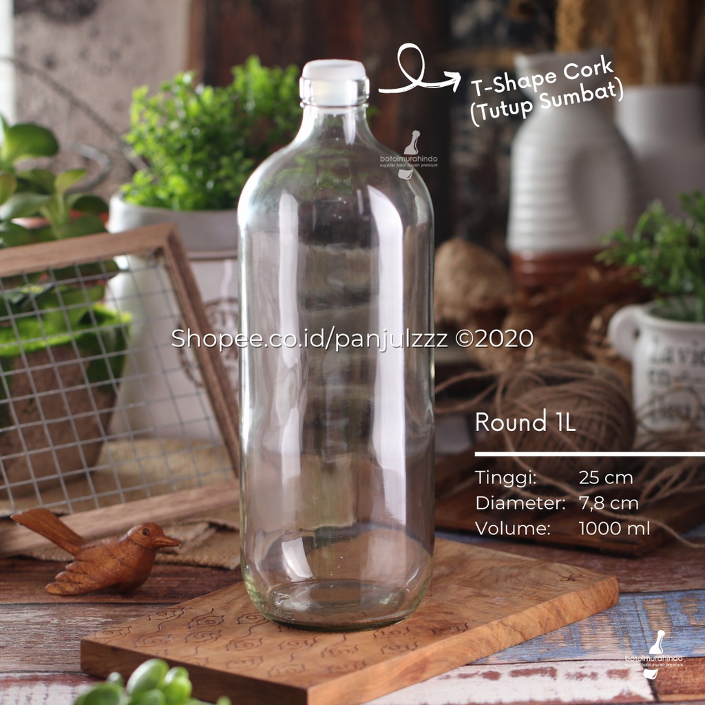 Jual [25 botol] Botol Kaca Bening Beling 1Liter untuk Kopi / Jamu ...