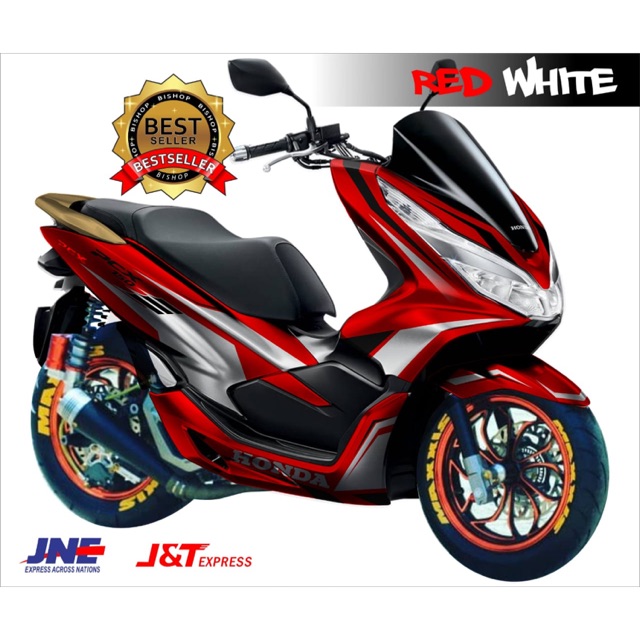 Jual Decal sticker honda pcx red white fullbody | Shopee Indonesia