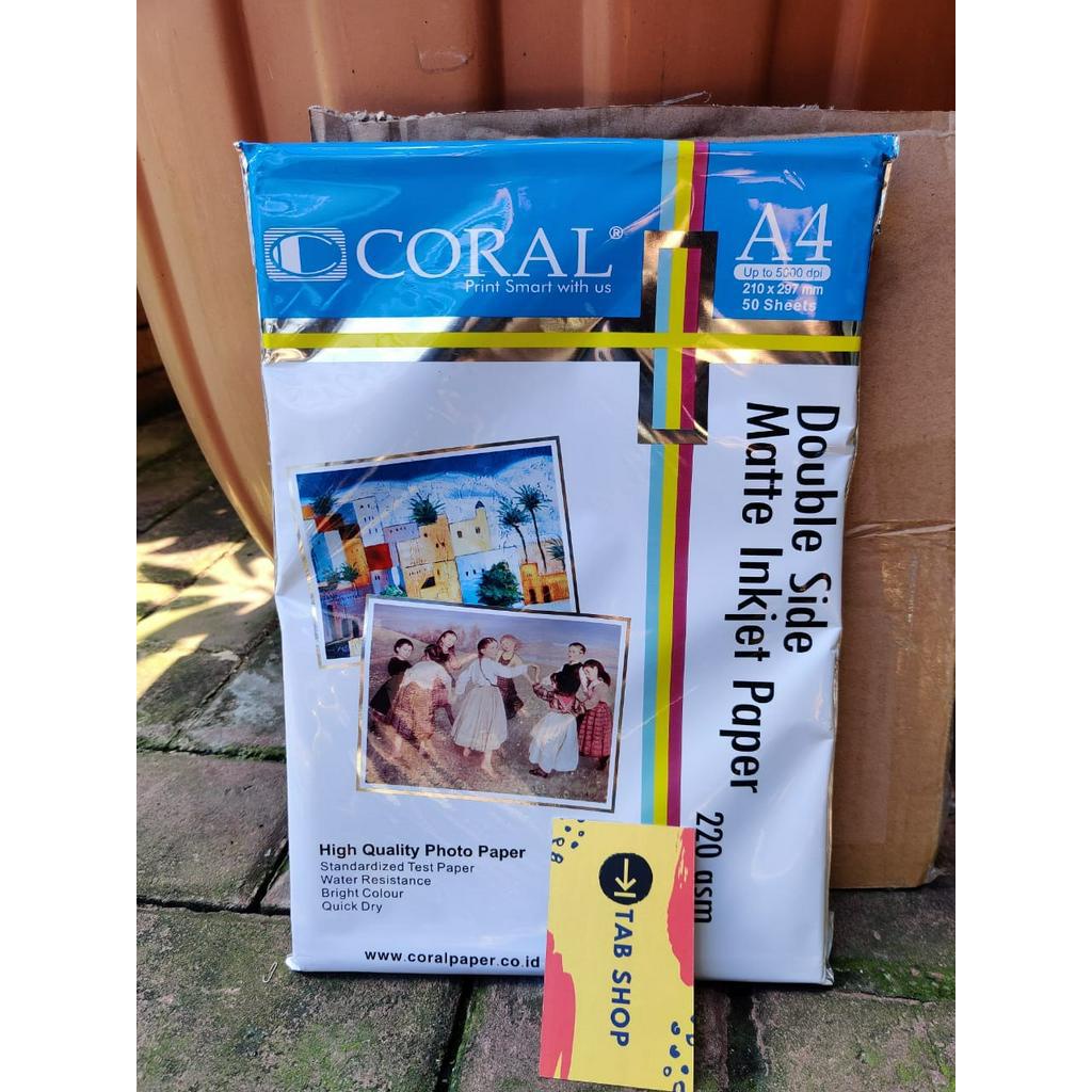 Jual TAB SHOP - CORAL DOUBLE SIDE MATTE INKJET PAPER 220 GSM A4 50 ...