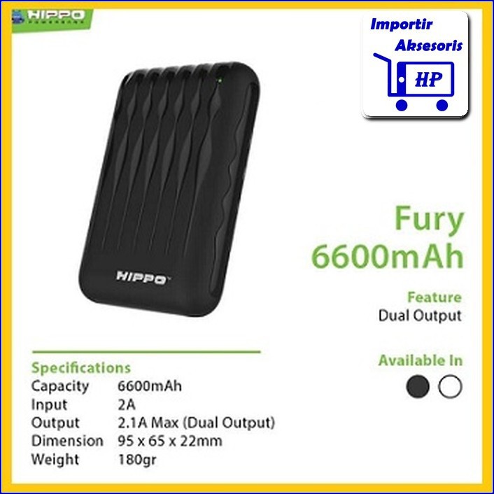 Jual PowerBank Hippo Fury 6.600mAh Original PB025 | Shopee Indonesia