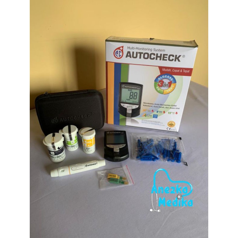 Jual Autocheck 3in1 / ALAT CEK GULA DARAH CHOLESTEROL ASAM URAT ...