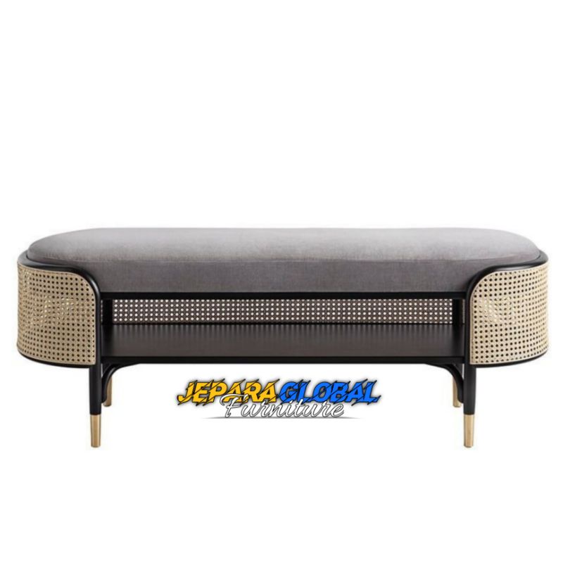 Jual bench jati rotan rak sepatu / bangku jati rak sepatu rotan (bangku ...