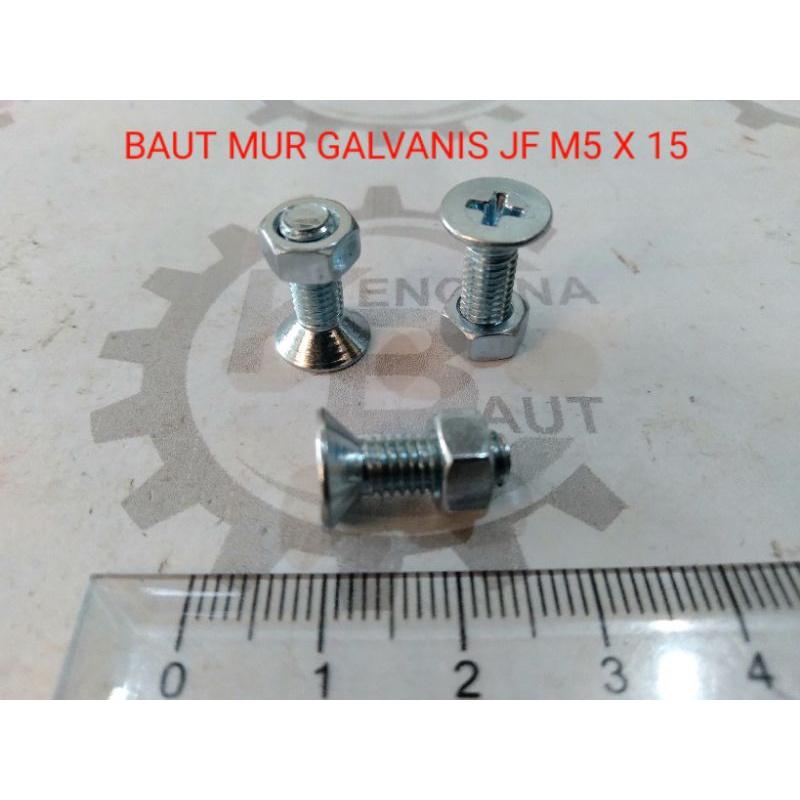 Jual 10 Pcs BAUT MUR JF M5 X 15 MM GALVANIS | Shopee Indonesia