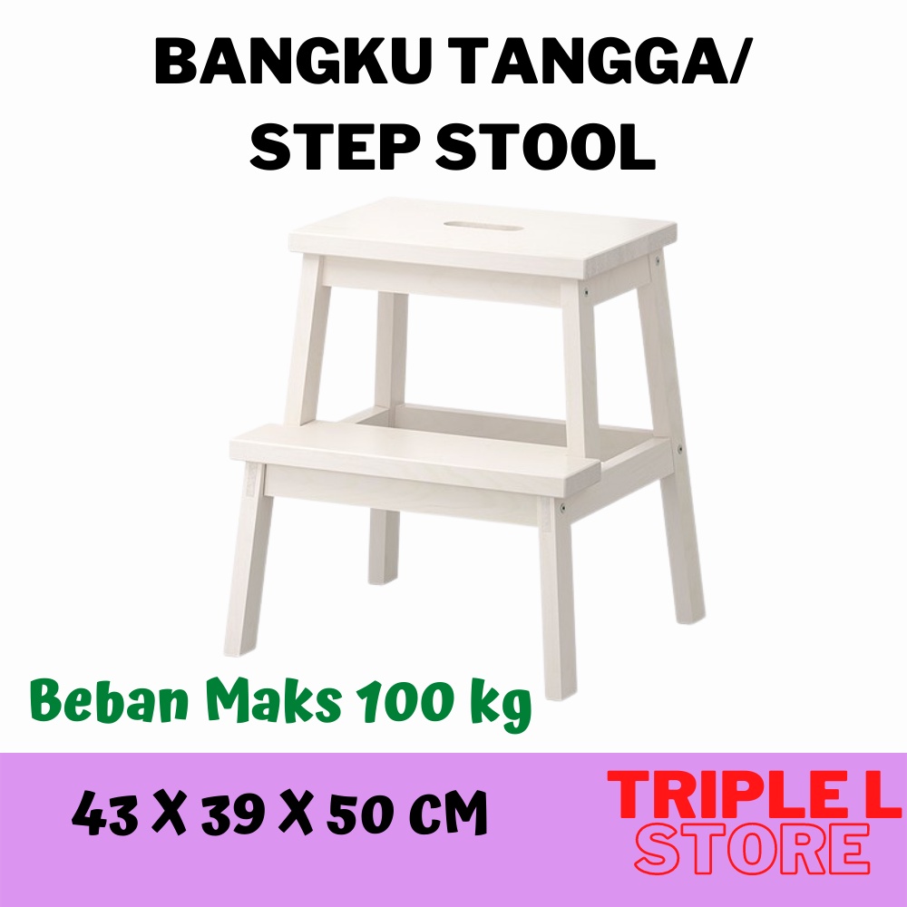 Jual Bangku Kursi Tangga Peninggi Step Stool Tangga kecil Kayu 2 Step ...