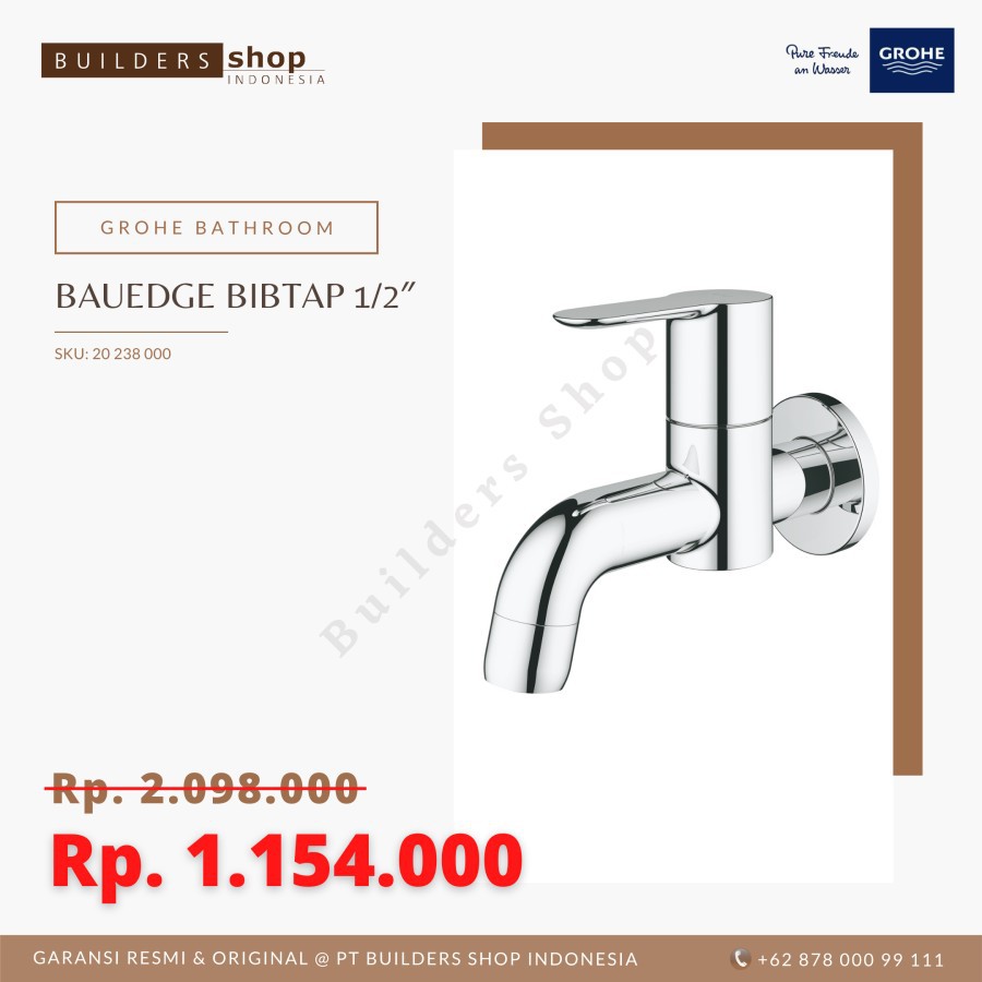 Jual GROHE Bauedge Bibtap 1/2″ / Kran Dinding Air Dingin | 20238000 ...