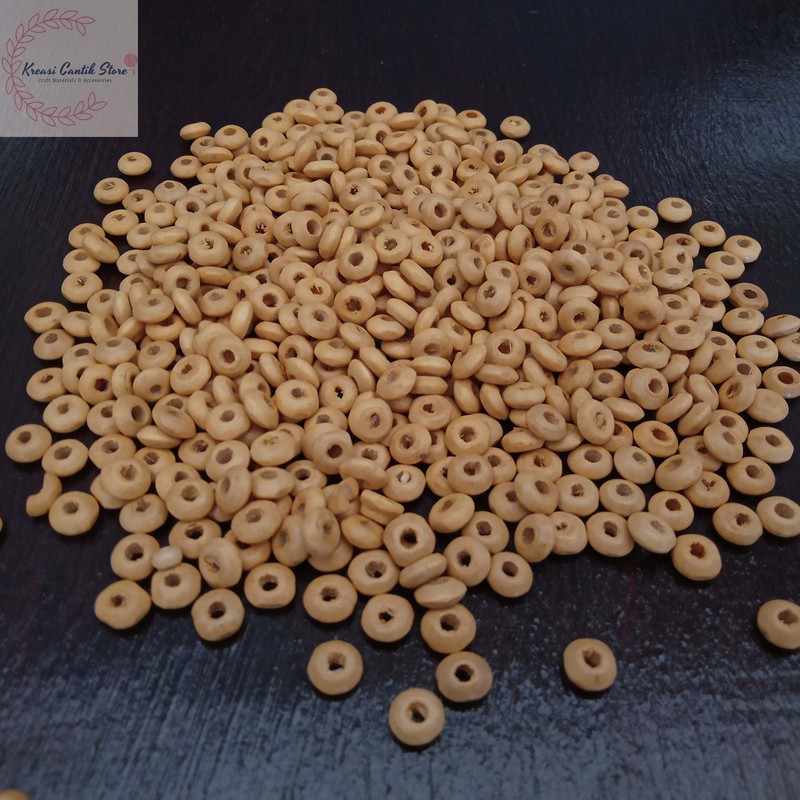 Jual Manik-Manik / Manik Kayu / Mote Kayu Bulat Pipih Ukuran 6mm Warna ...