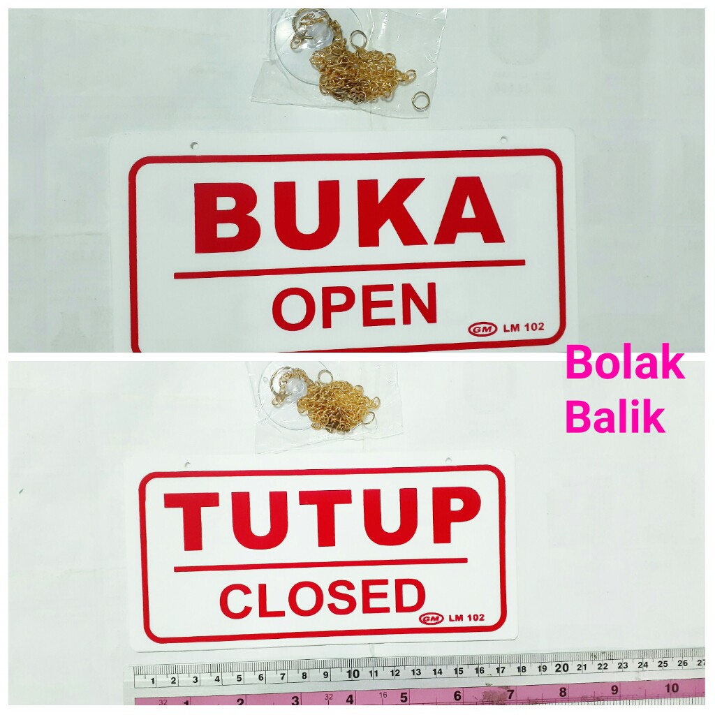Jual KECIL tulisan BUKA TUTUP | OPEN CLOSE signboard plat tanda sign ...