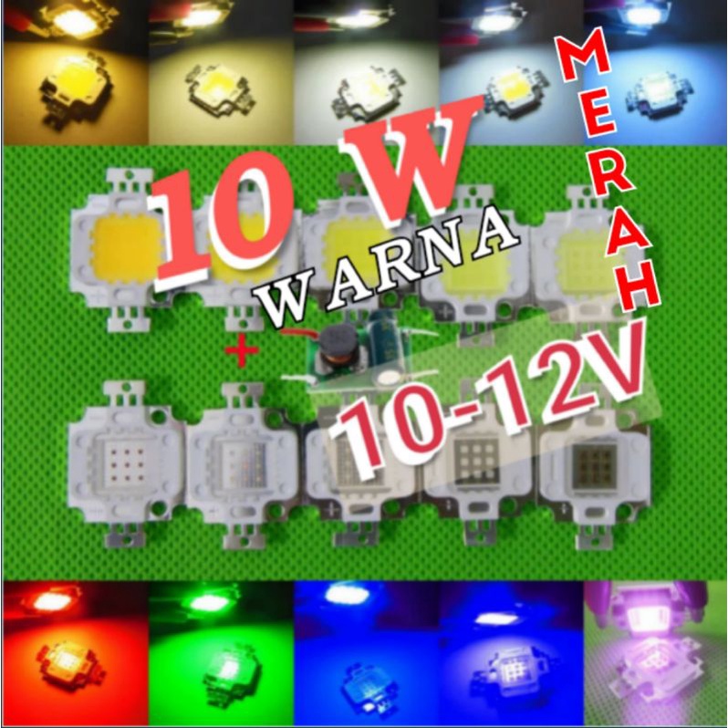 Jual LED 10W 12V hpl chip WARNA MERAH lampu variasi lampu hias lampu ...