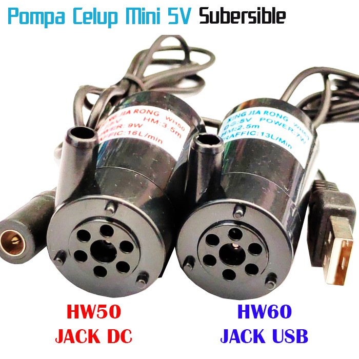 Jual Pompa Celup Mini Submersible DC Pump 5V Jack DC 9W USB 7W | Shopee ...