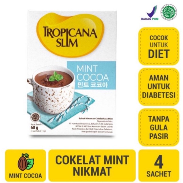 Jual Tropicana Slim Cocoa Mint Minuman Serbuk Diet Rasa Coklat dan Mint ...