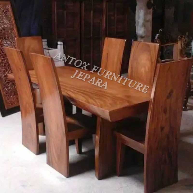 Jual meja makan kayu trembesi Mebel jepare | Shopee Indonesia