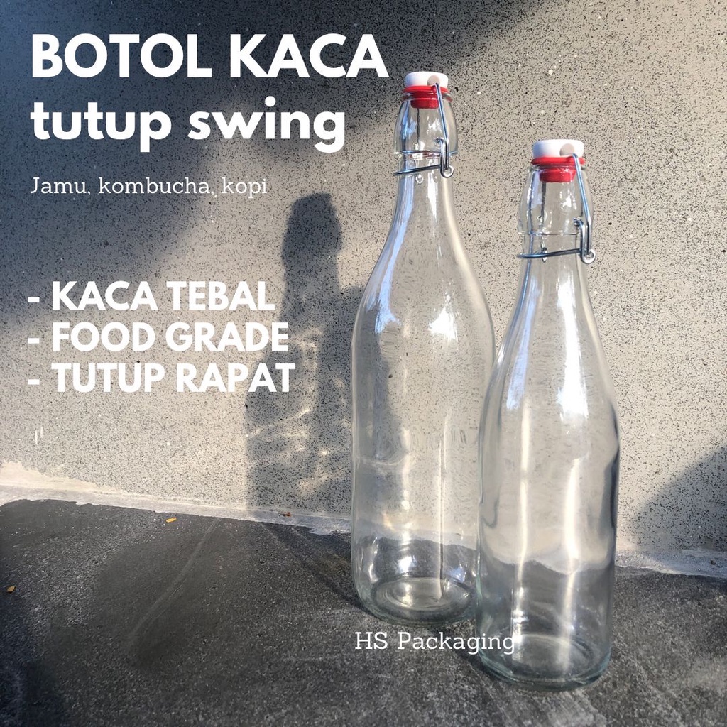 Jual Botol Kaca 1000ml 500ml tutup swing / glass bottle 1L 500ml ...