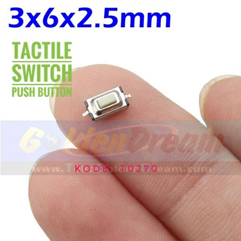 Jual 3x6x2.5mm Tact Switch Petak Saklar Micro SMD 2 Pin Push Button ...