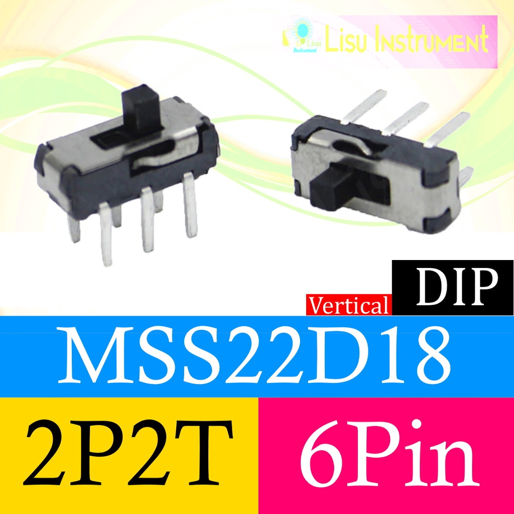 Jual MSS22D18 MINI DIP Slide Switch 2P2T 6-Pin Vertical Through The Hole | Shopee Indonesia