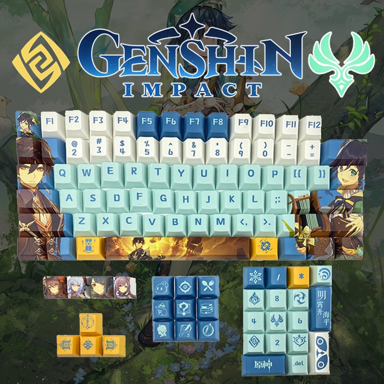 Jual Genshin Impact Keycaps Venti Zhongli Mechanical Keyboard Keycaps ...