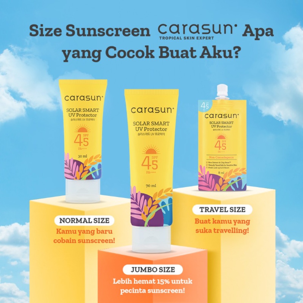 Jual CARASUN Solar Smart UV Protector SPF 45 PA++++ | Healthy Matte SPF 50+ PA++++ - Sunscreen ...