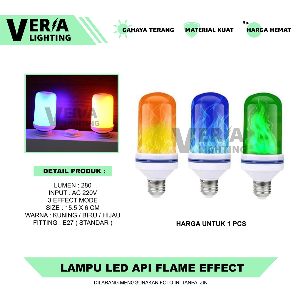 Jual Lampu LED Api Bohlam Lampu LED E27 Flame Lampu Obor Taman 3 in 1 ...