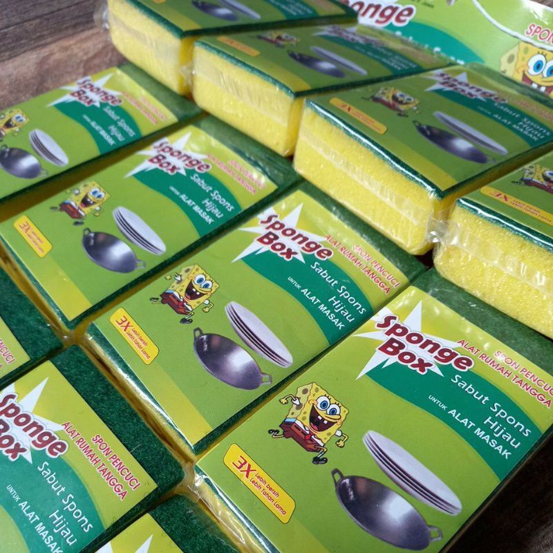 Jual (12pcs)SPONGE BOX Spon Pencuci GosokTebal Lembut Panci Piring ...