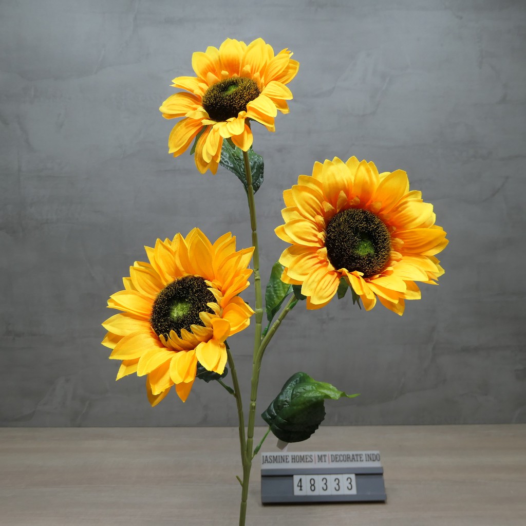 Jual Bunga Matahari Besar 3Kuntum 5Daun Tangkai Panjang 48333 | Shopee ...