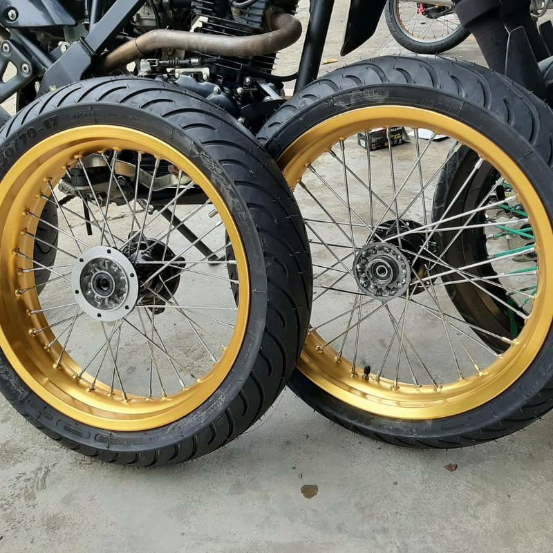 Jual Ban supermoto Wheelset Velg klx supermoto 250 300 100/80 120/70 ...
