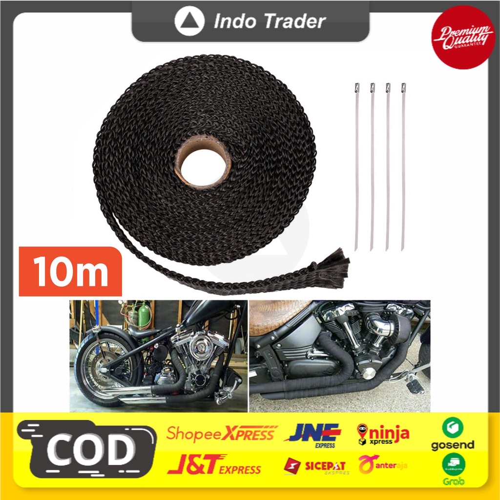 Jual Peredam Panas Knalpot Motor Serbaguna Anti Panas Hitam 10meter ...