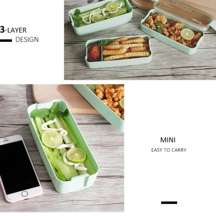 Jual Kotak Makan Lunchbox Bekal Makan Lunch Box Susun 3 WHEAT STRAW ...