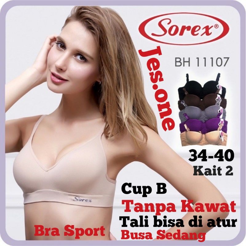 Jual SOREX 11107 Bra BH Sport Tanpa Kawat Busa Tipis kait 2 Cup B sz 34 - 40 | Shopee Indonesia