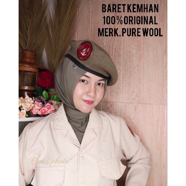 Jual BARET KEMHAN ORIGINAL / 1 SET ( Baret, emblem, dan jilbab kemhan ...