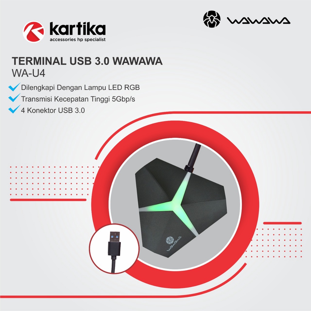 Jual WAWAWA Gaming USB Hub WA-U4 4 Port with RGB Led Design for Gamer ...