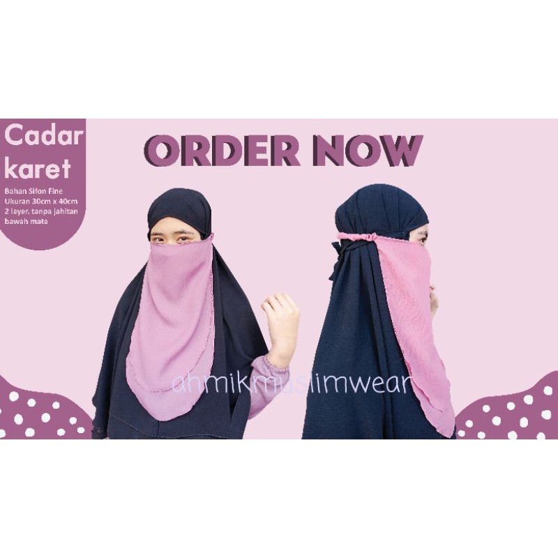 Jual Niqab Cadar Siffon Tali Karet 2 layer Tanpa Jahitan Bawah Mata | Shopee Indonesia