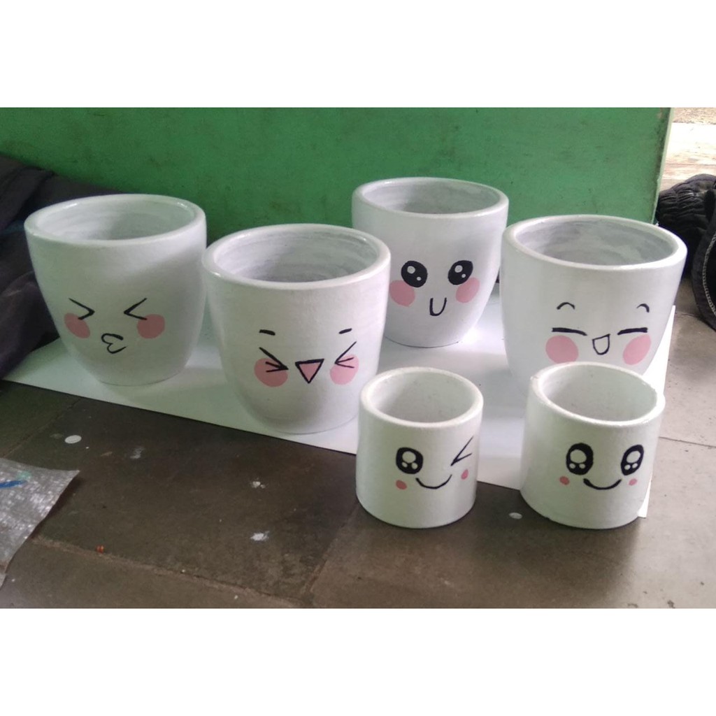 Jual CLAY POT EMOTICON EMOJI CHARACTER EMOTE KARAKTER TANAMAN KAKTUS ...