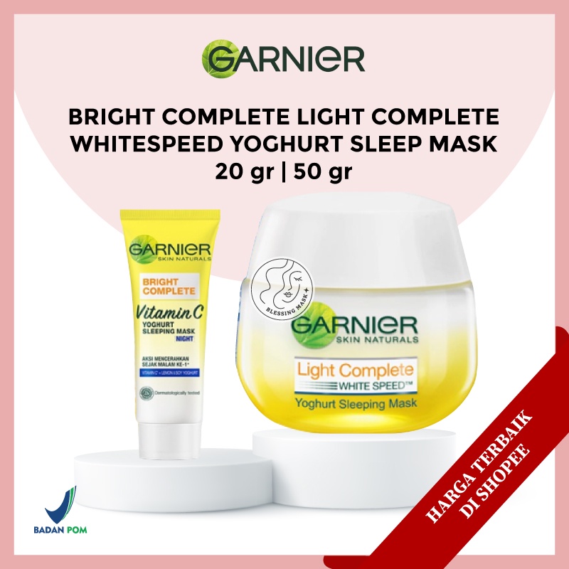 Jual Garnier Light | Bright Complete Night Yoghurt Sleeping Mask 20mL | 50mL | Shopee Indonesia