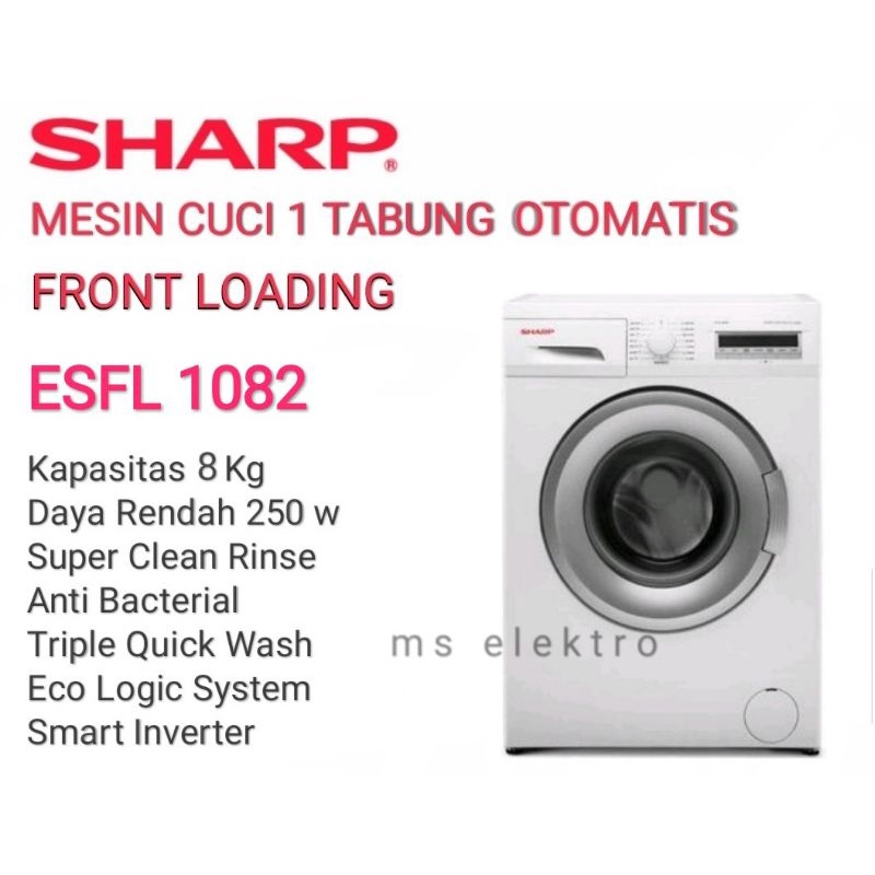 Jual Mesin Cuci Sharp 1 Tabung Otomatis Front Loading 8 kg ESFL 1082 ...