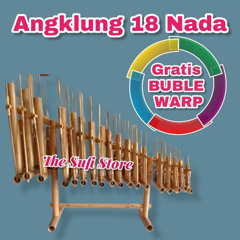 Jual Angklung Putih Motif 18 Nada 2 1/2 Oktaf Tali Rotan | Shopee Indonesia