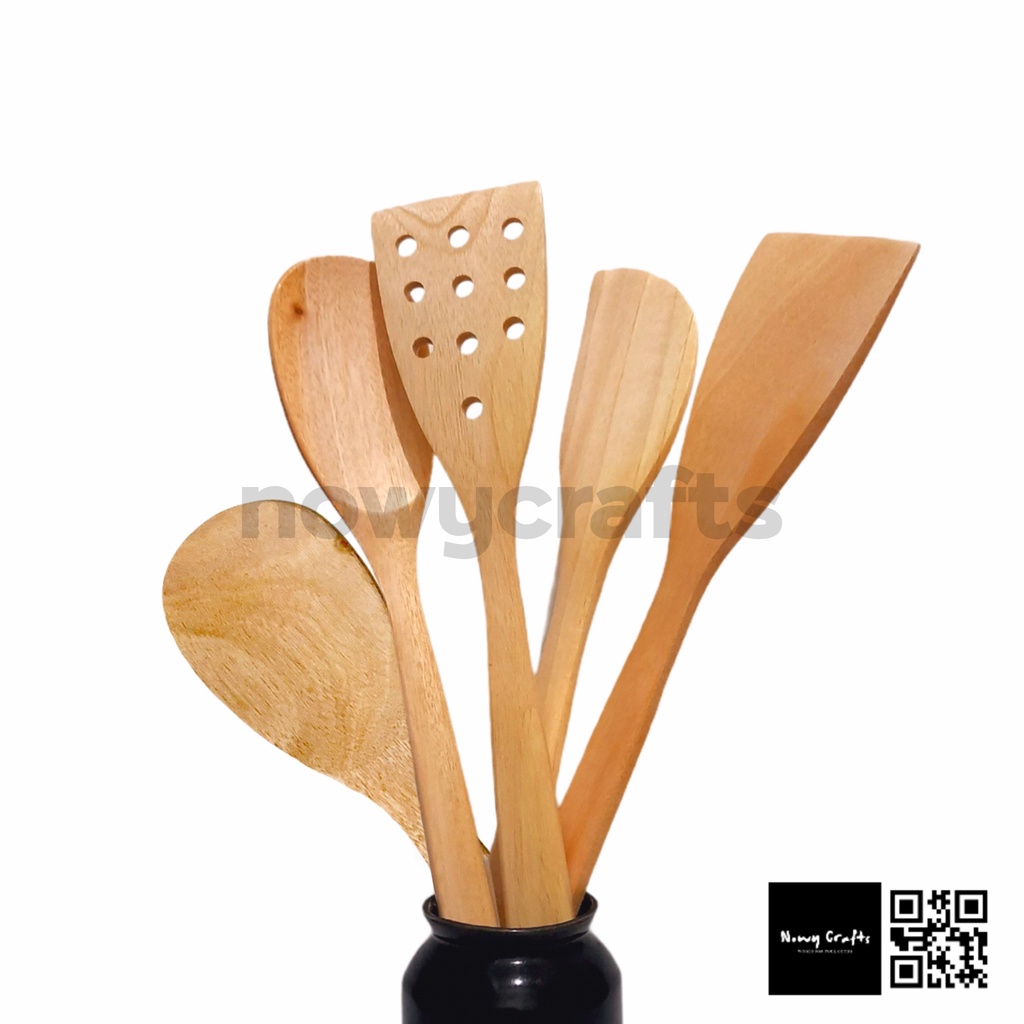 Jual 1 SET DAPAT 5 ITEM/ AESTHETIC WOODEN SPATULA SET / SUTIL KAYU ...