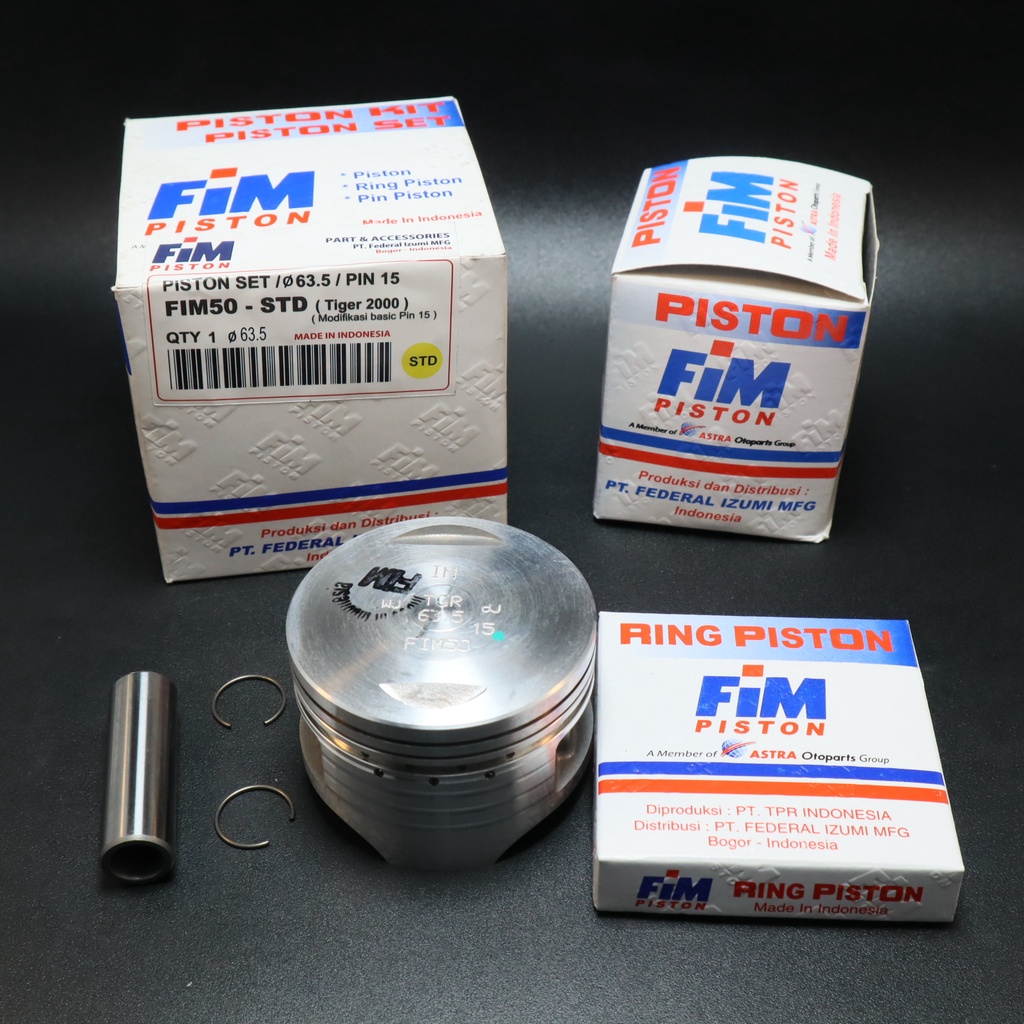 Jual PISTON KIT atau SEHER KIT FIM50 PIN15 TIGER OverSize STD s/d 300 ...