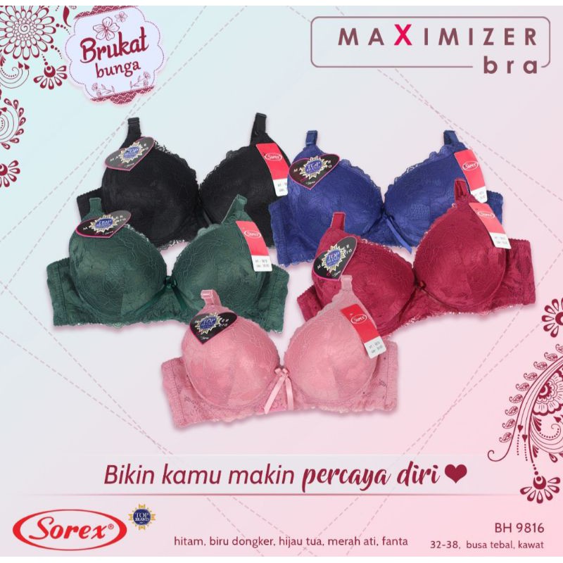 Jual Sorex bra 9816 Maximizer uk.34-38, kawat ,busa tebal kait 3 cup B | Shopee Indonesia