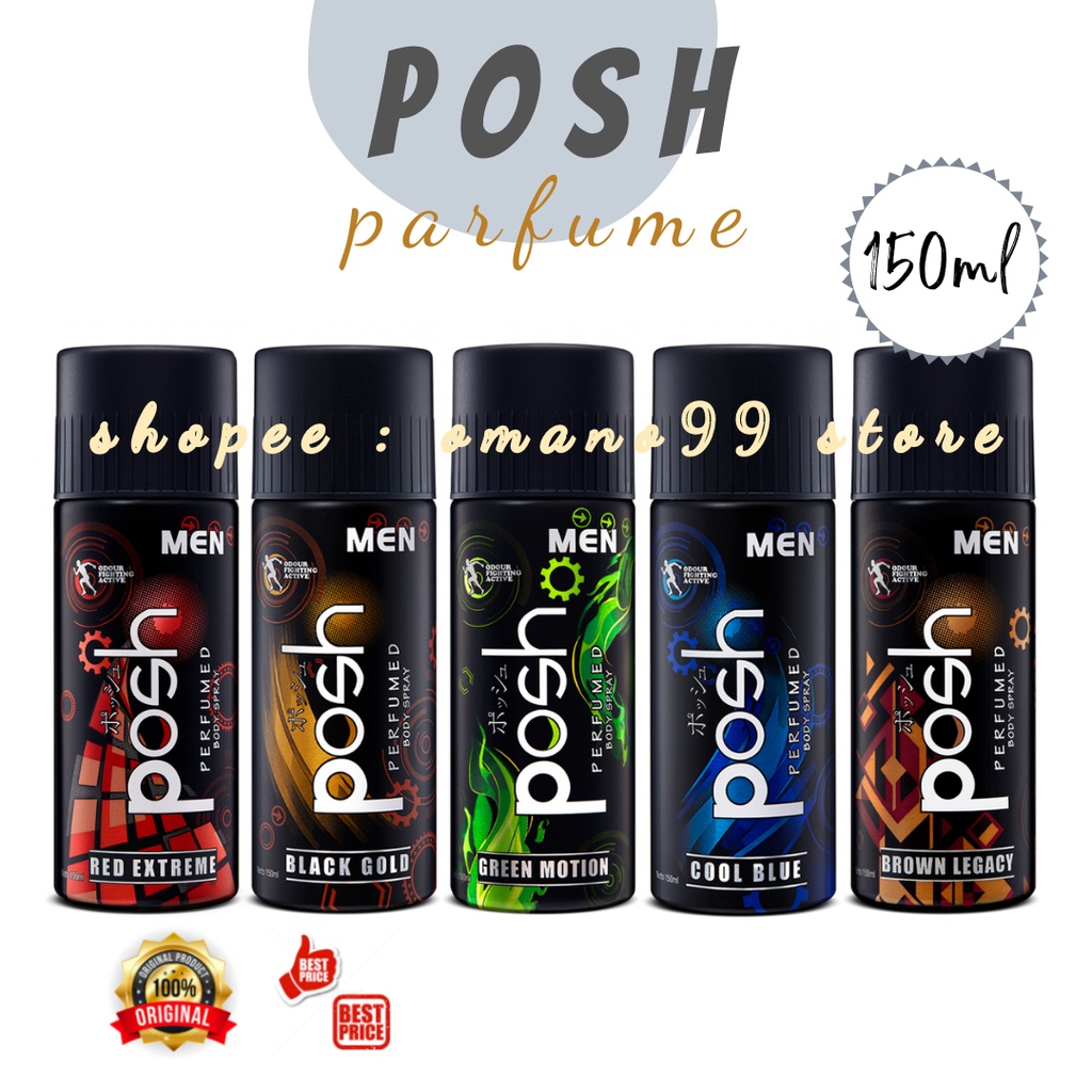 Jual Posh Men Perfumed Body Spray 150ML All Varian | Shopee Indonesia