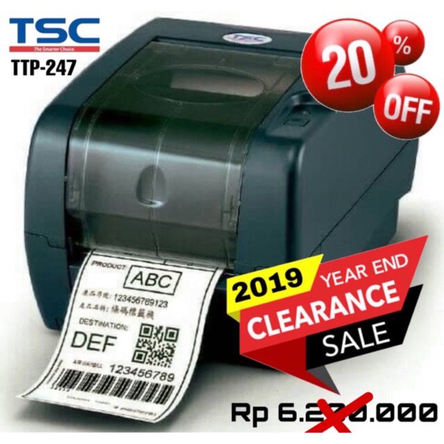 Jual TSC TTP 247 BARCODE LABEL STICKER PRINTER THERMAL TRANSFER/DIRECT ...