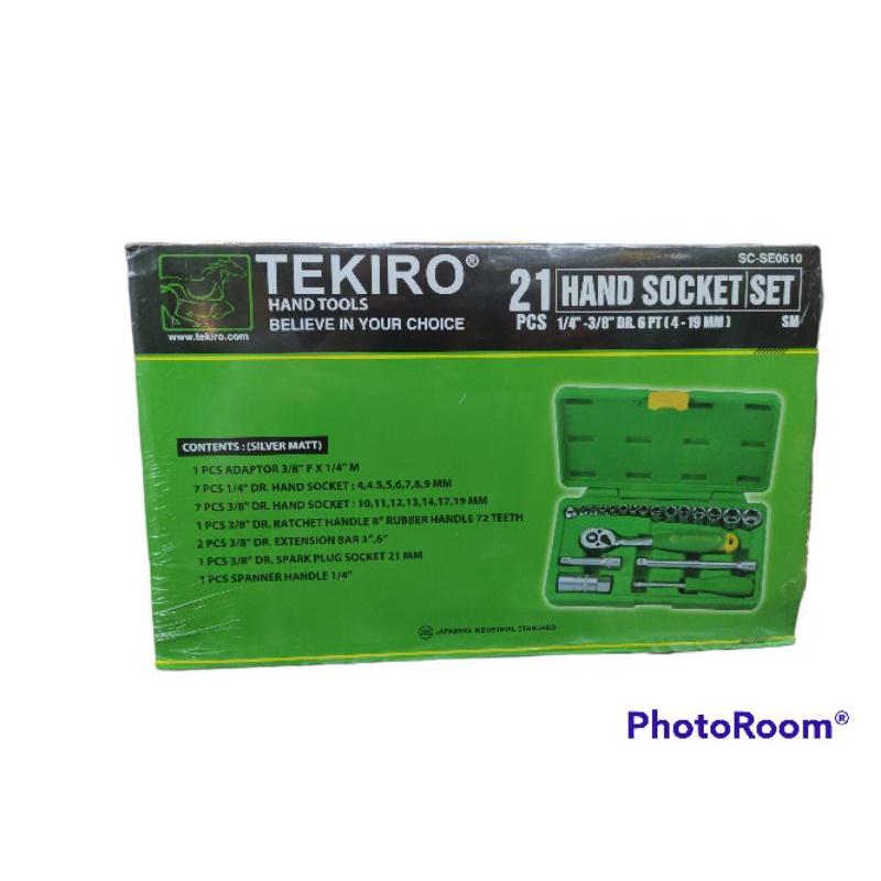 Jual Tekiro Socket set 21pcc 4-19mm 6pt Drive 1/4-3/8 Tekiro Sokset ...