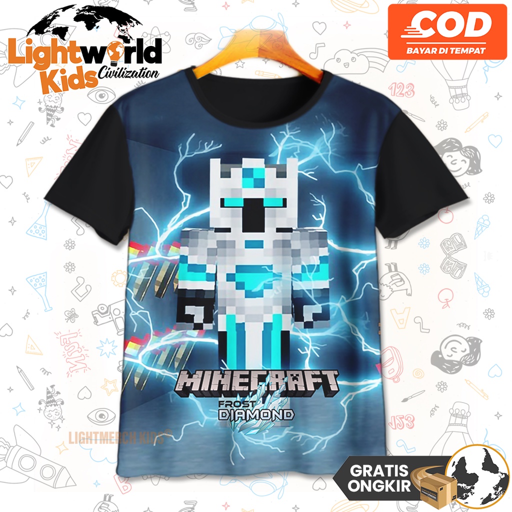 Jual Baju Kaos Anak Anime - Kaos Game 3D Lucu - Kaos Printing Minecraft ...