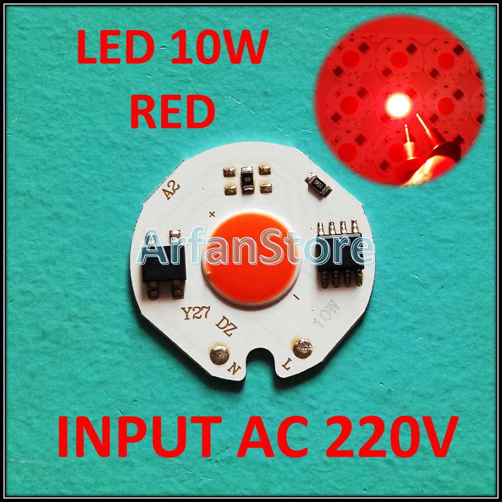 Jual HPL 10W RED Input AC 220V 230V High Power LED Merah Tanpa Driver ...