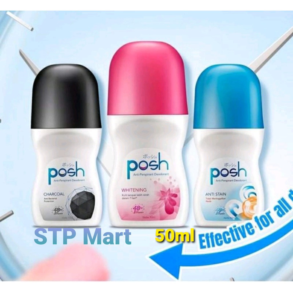 Jual POSH DEODORANT ROLL ON GIRL CHARCOAL & WHITENING & ANTI STAIN ...